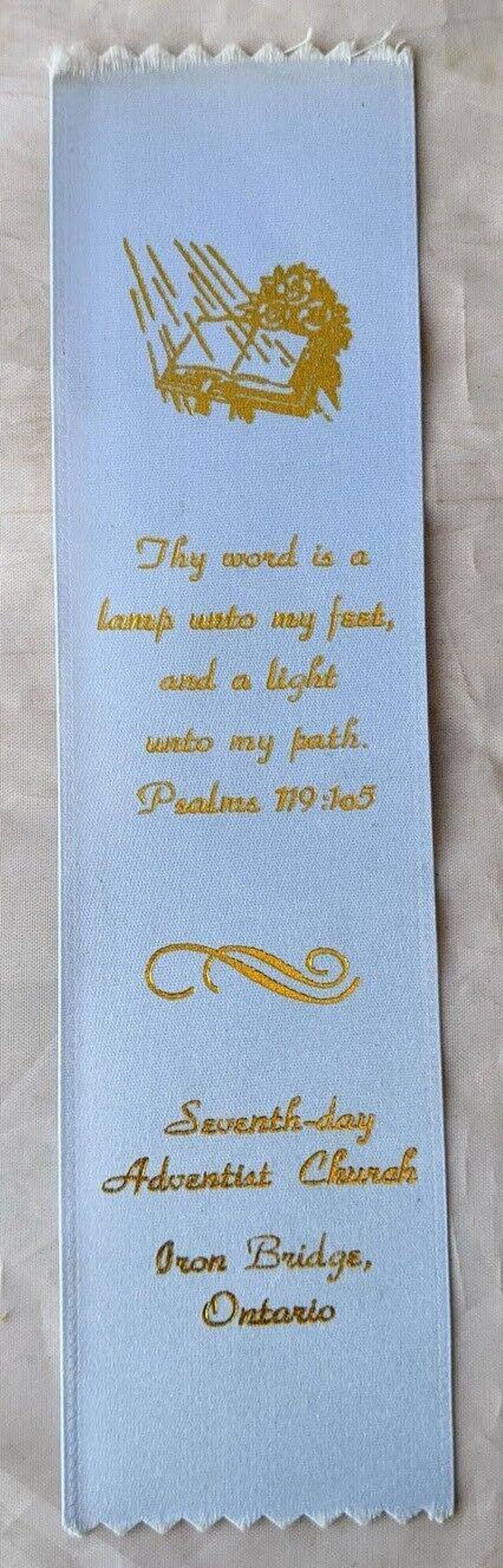 Vintage Bible SDA Adventist Church Iron Bridge Ontario Woven Blue ...