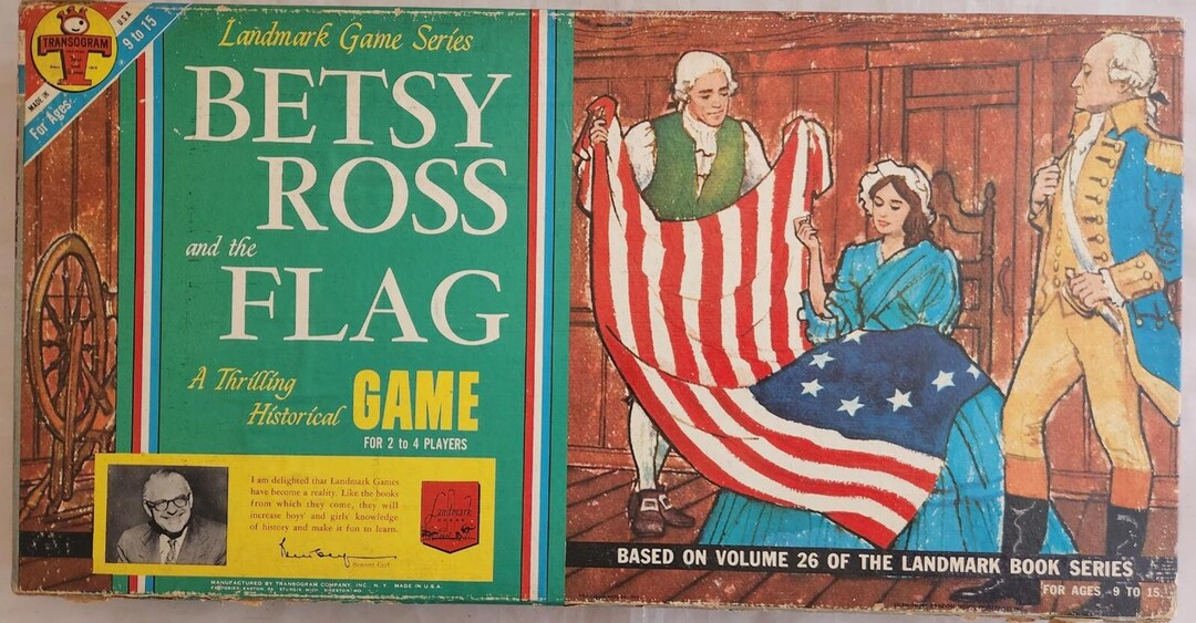 Vintage 1961 Betsy Ross and Flag Landmark Game Board Game Transogram ...