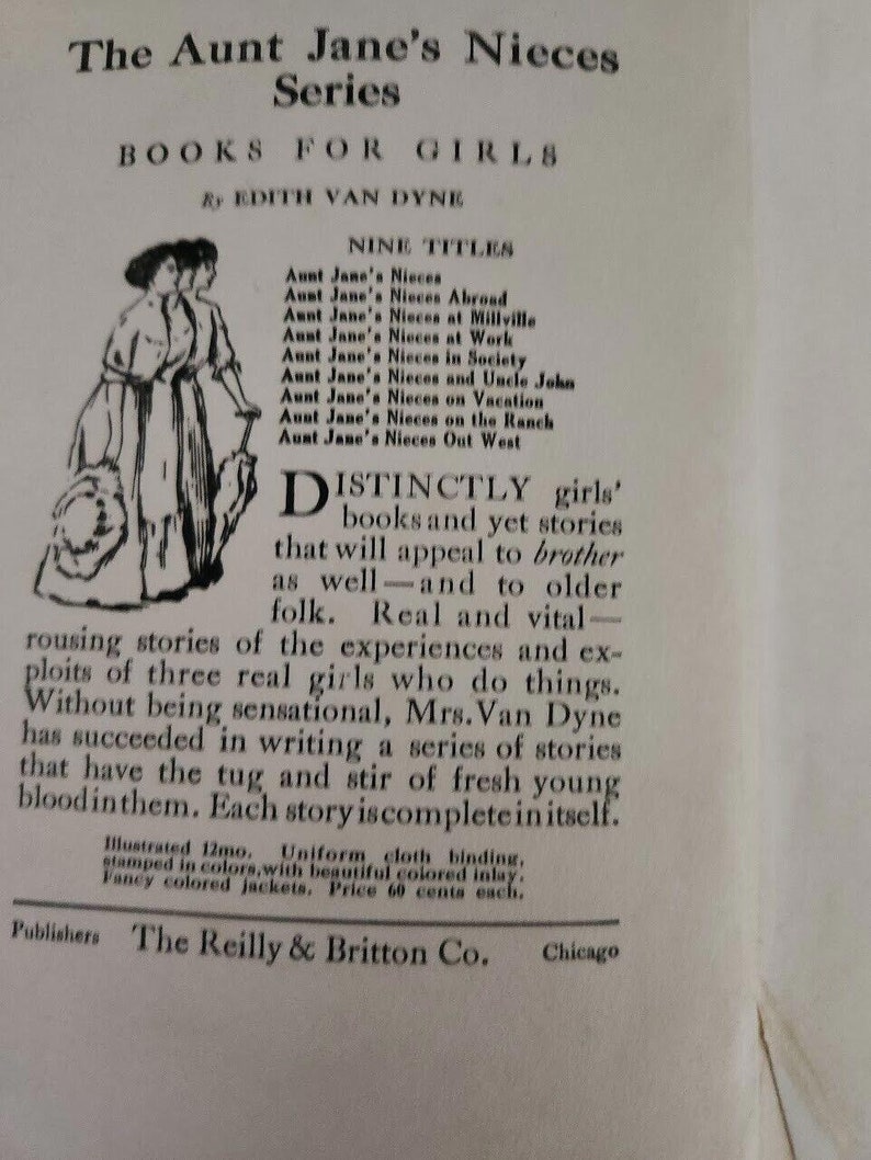 Edith Van Dyne/l. Frank Baum Aunt Jane's Nieces at Work 1909 1st ED - Etsy