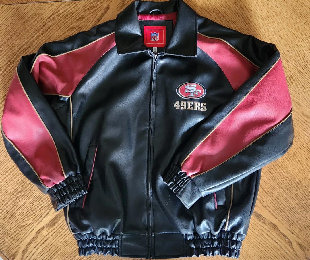 San Francisco 49ers NFL Football Bomber Jacket Coat Medium Black/red ...