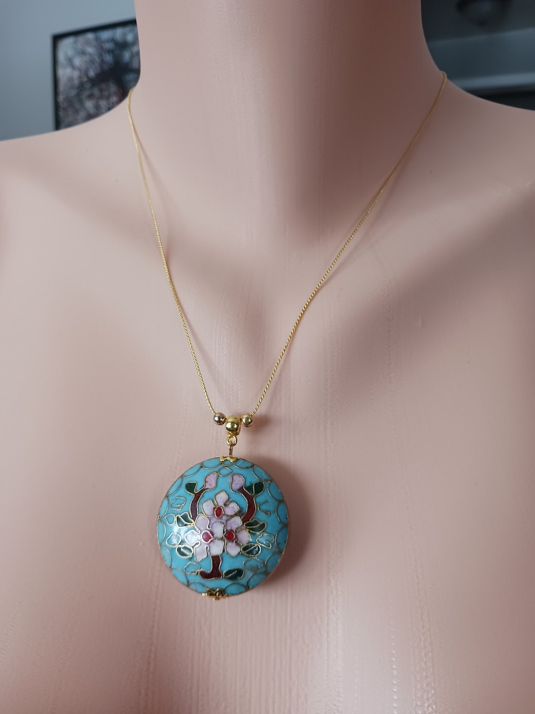Light Turquoise Cloisonne Pendant and Earrings - Etsy