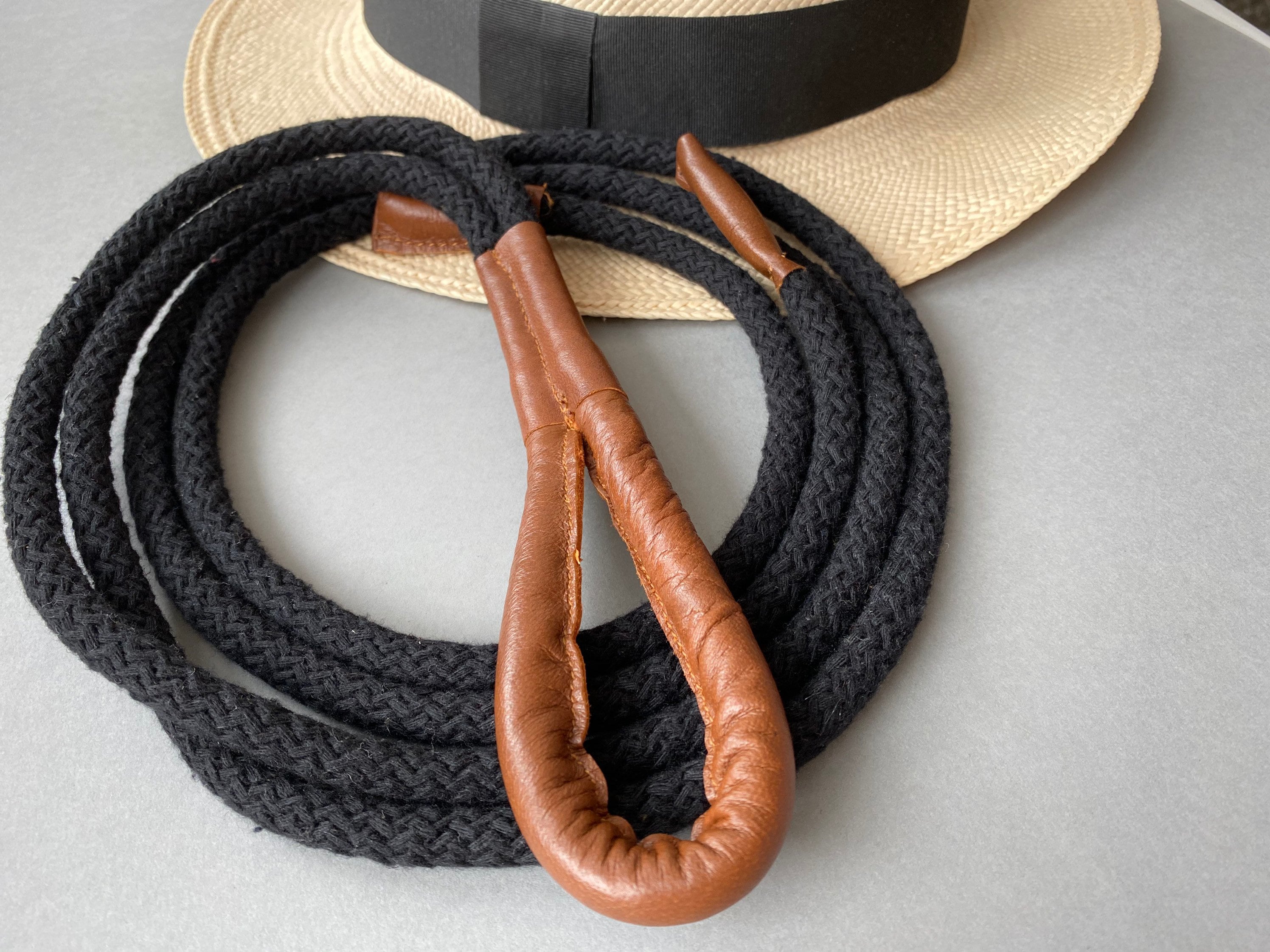 Black Belt Rope Leather Detail, Gift for Him, Nautical Rope Belt ...