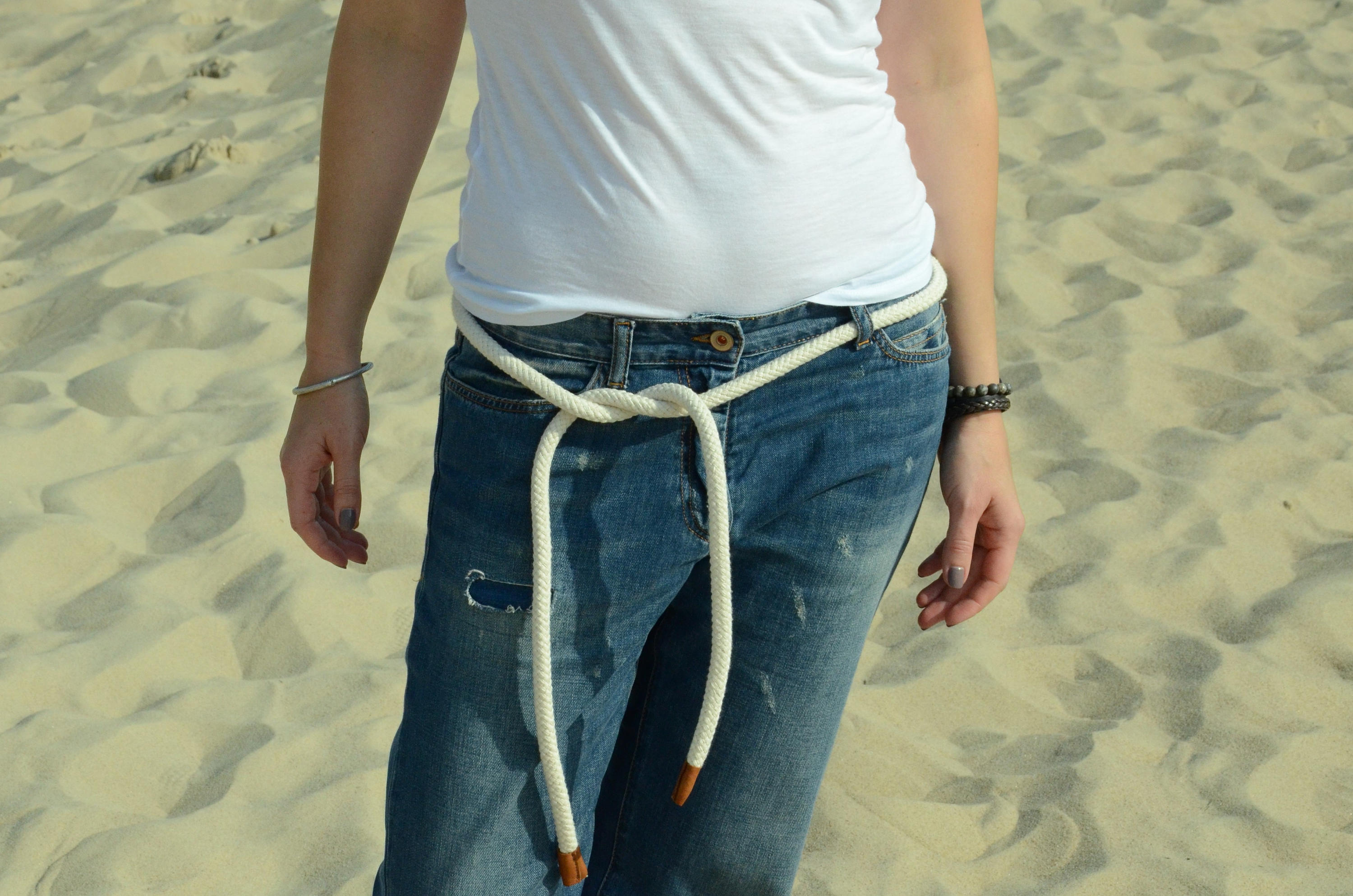 Nautical Knot Rope Belt, White Belt Rope Leather Detail, Stylish Belt ...