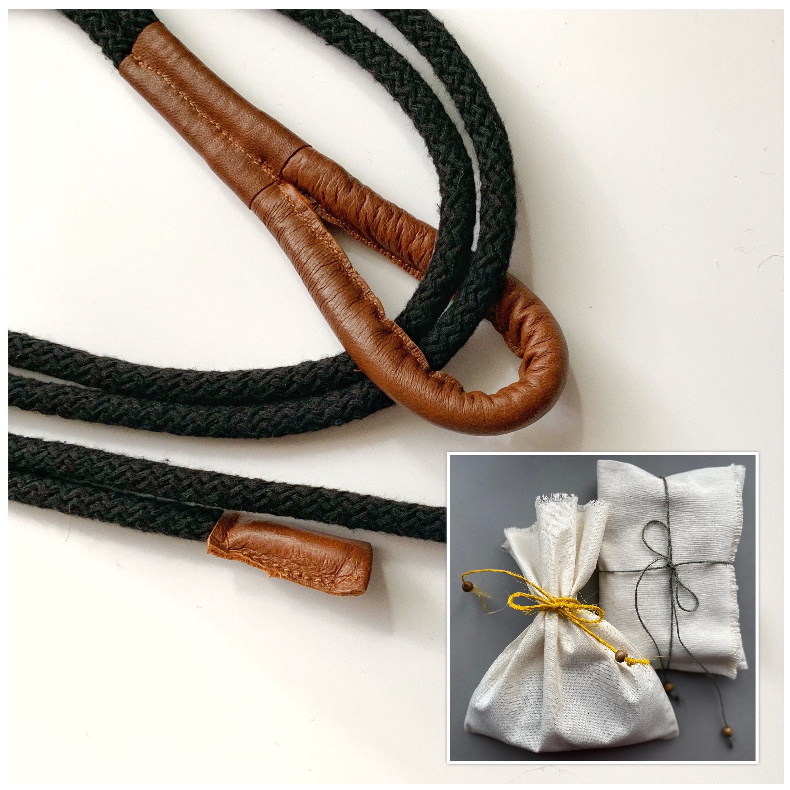 Black Belt Rope + Leather Detail, Gift for Him, Nautical Rope Belt ...