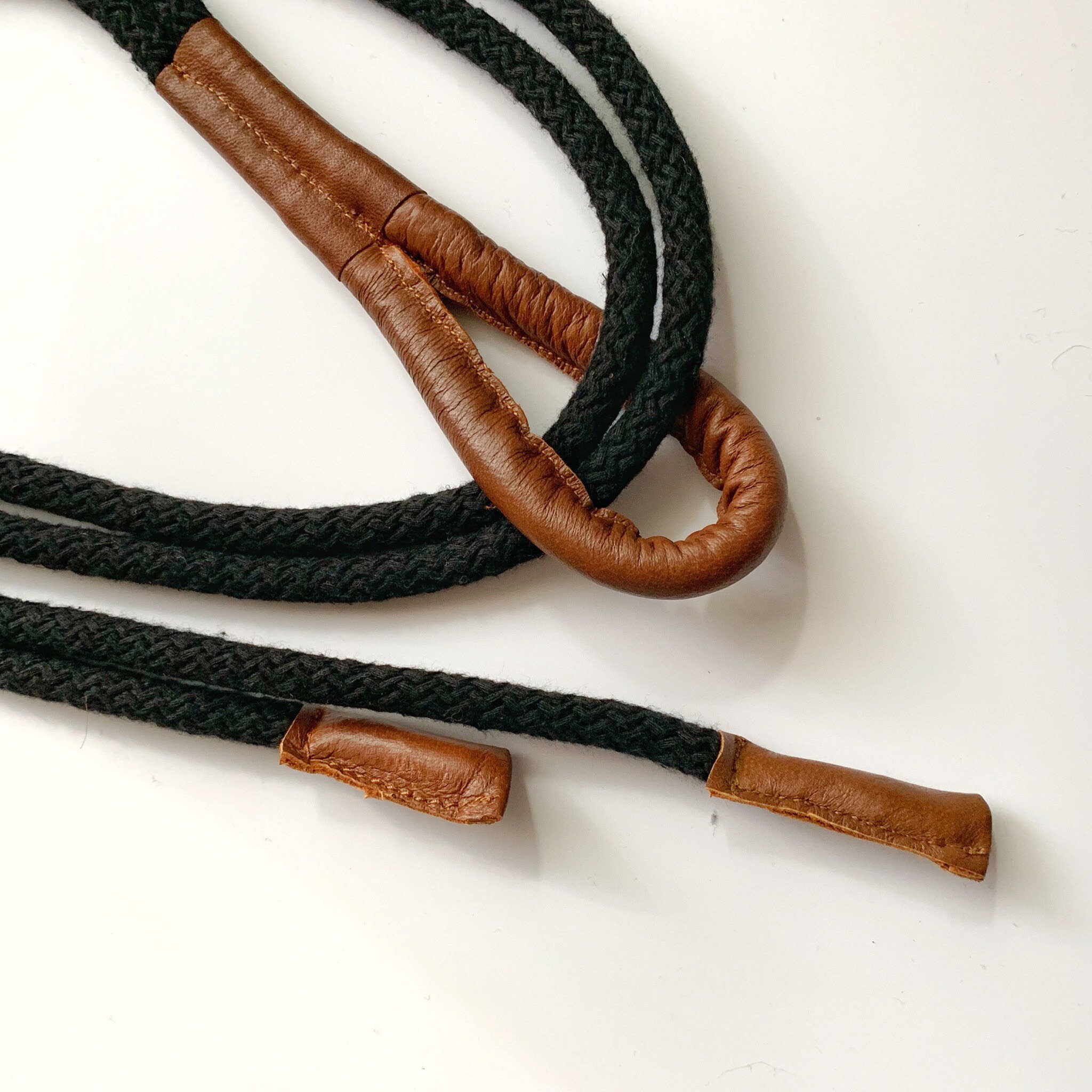 Black Belt Rope + Leather Detail, Gift for Him, Nautical Rope Belt ...
