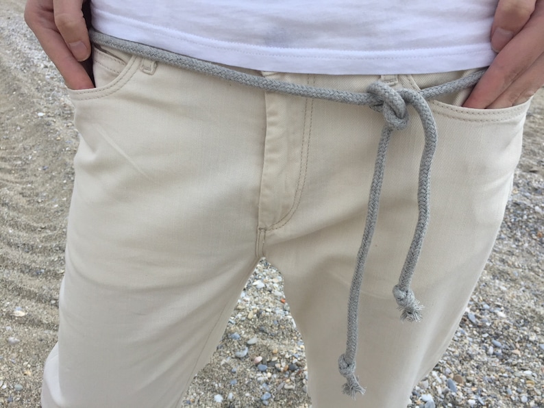 Grey Rope Belt With Knot Ends, Minimalist Style, Nautical Stylish Belt ...