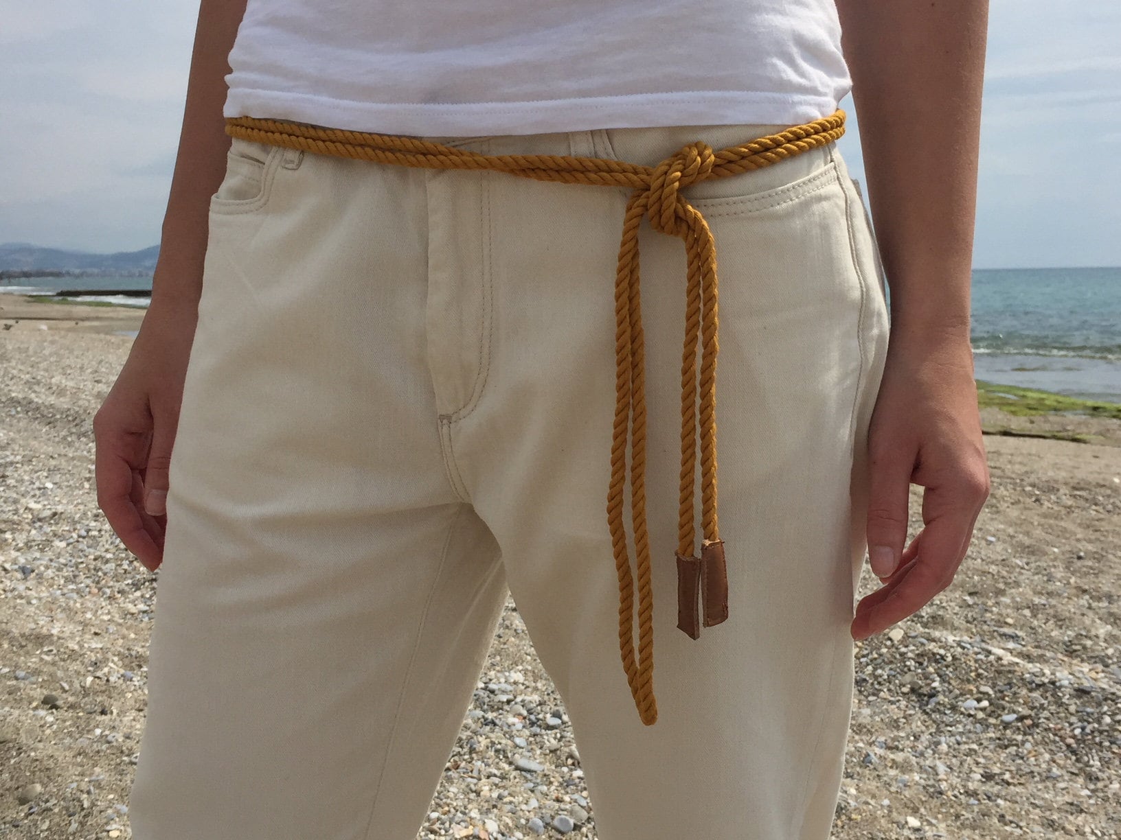 Mustard Rope Belt Yellow Nautical Belt leather Detail - Etsy