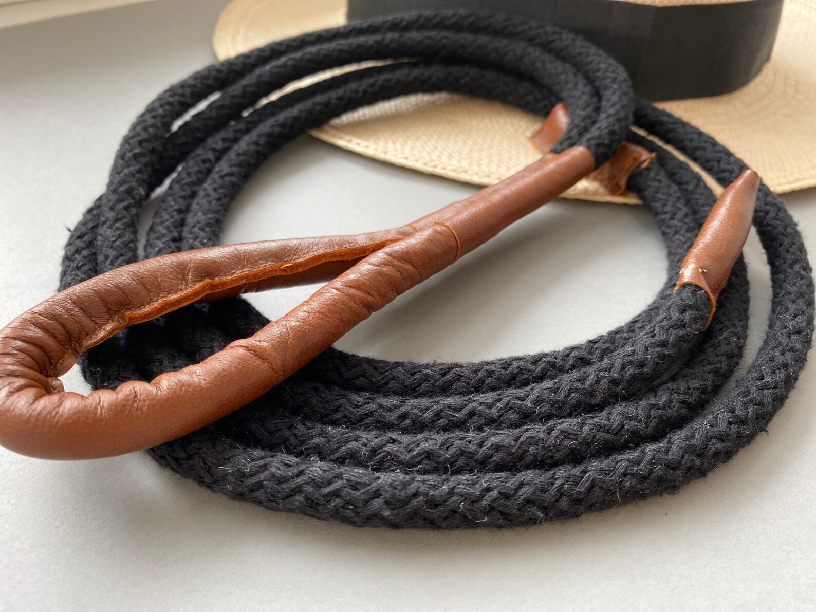 Black Belt Rope Leather Detail, Gift for Him, Nautical Rope Belt ...