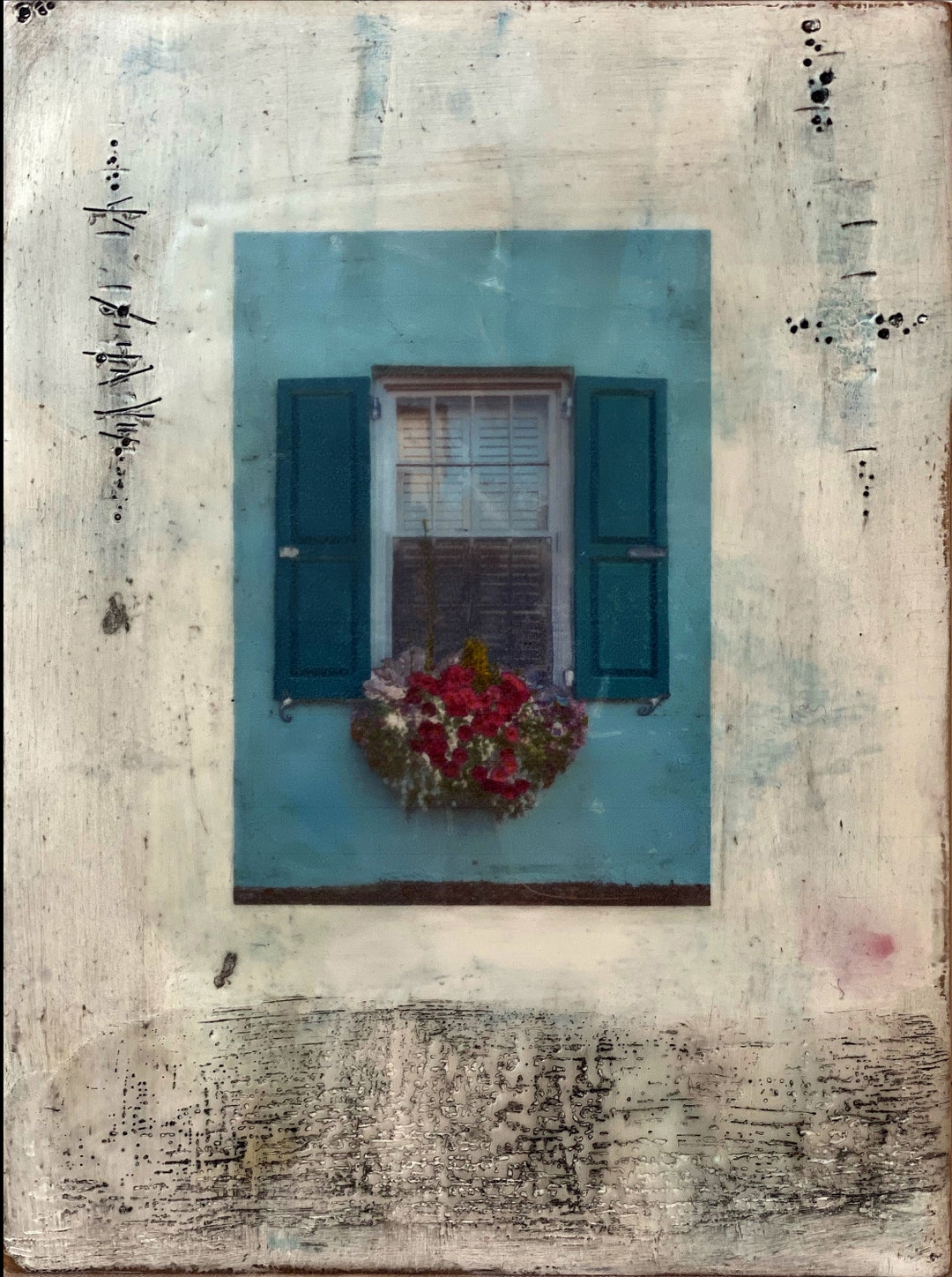 Blue Window, Original Encaustic Painting. - Etsy