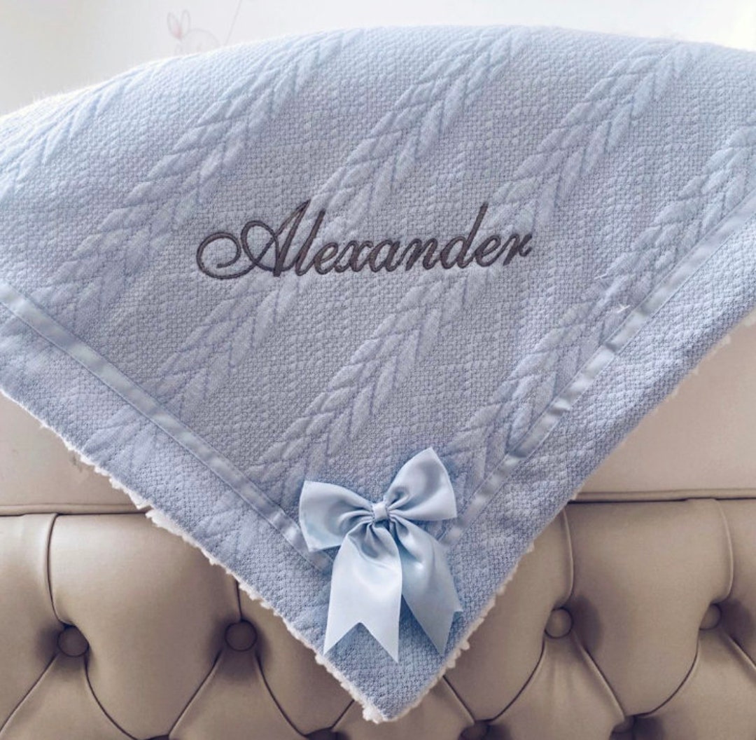 Luxury Personalized Baby Blanket Embroidered With Name and Details ...