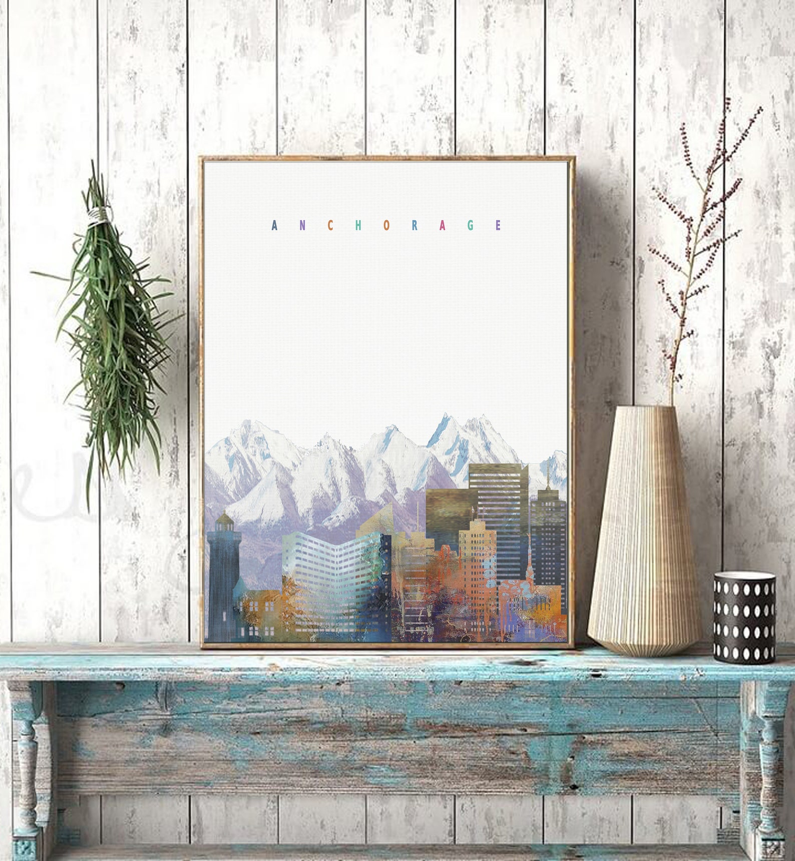 Anchorage Skyline Art Print Poster Modern Wall Art New - Etsy