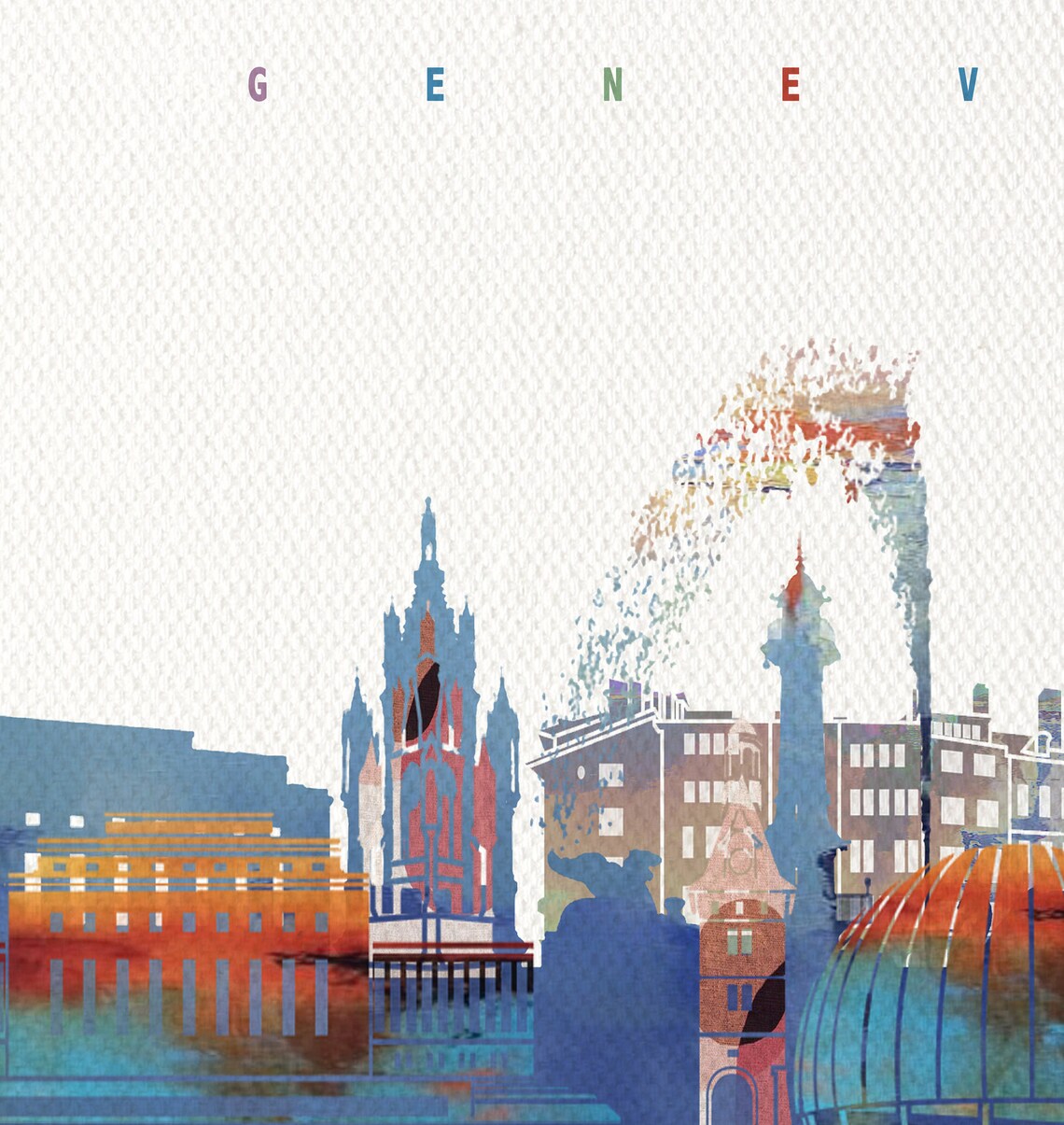 Geneva Print Skyline Art Print Poster Modern Wall Art New - Etsy