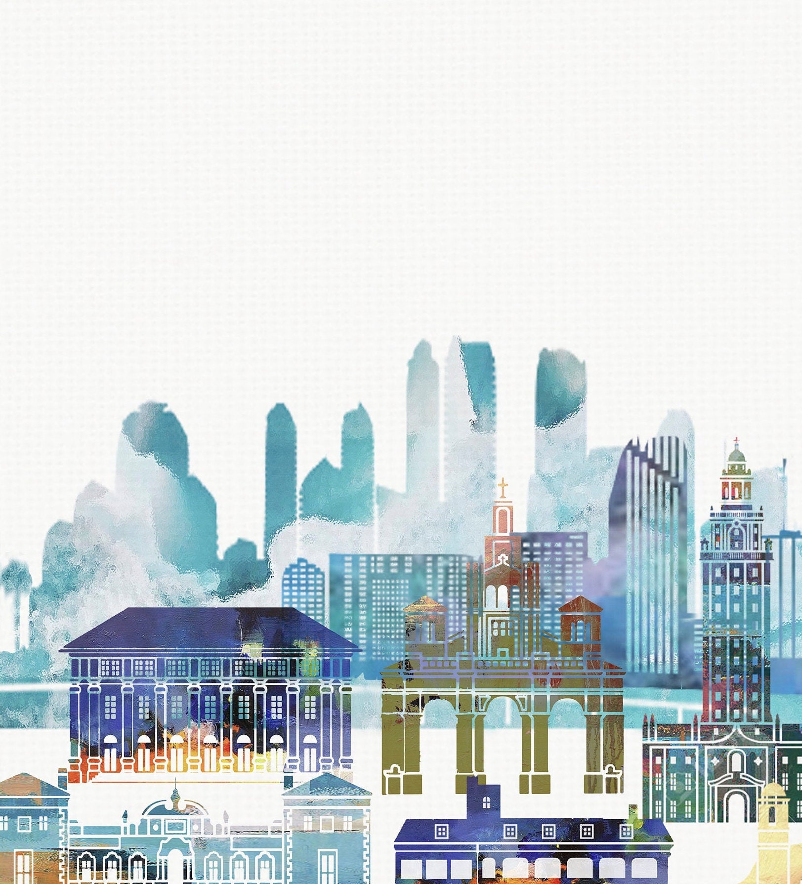 Miami Print Skyline Art Print Poster Modern Wall Art New | Etsy