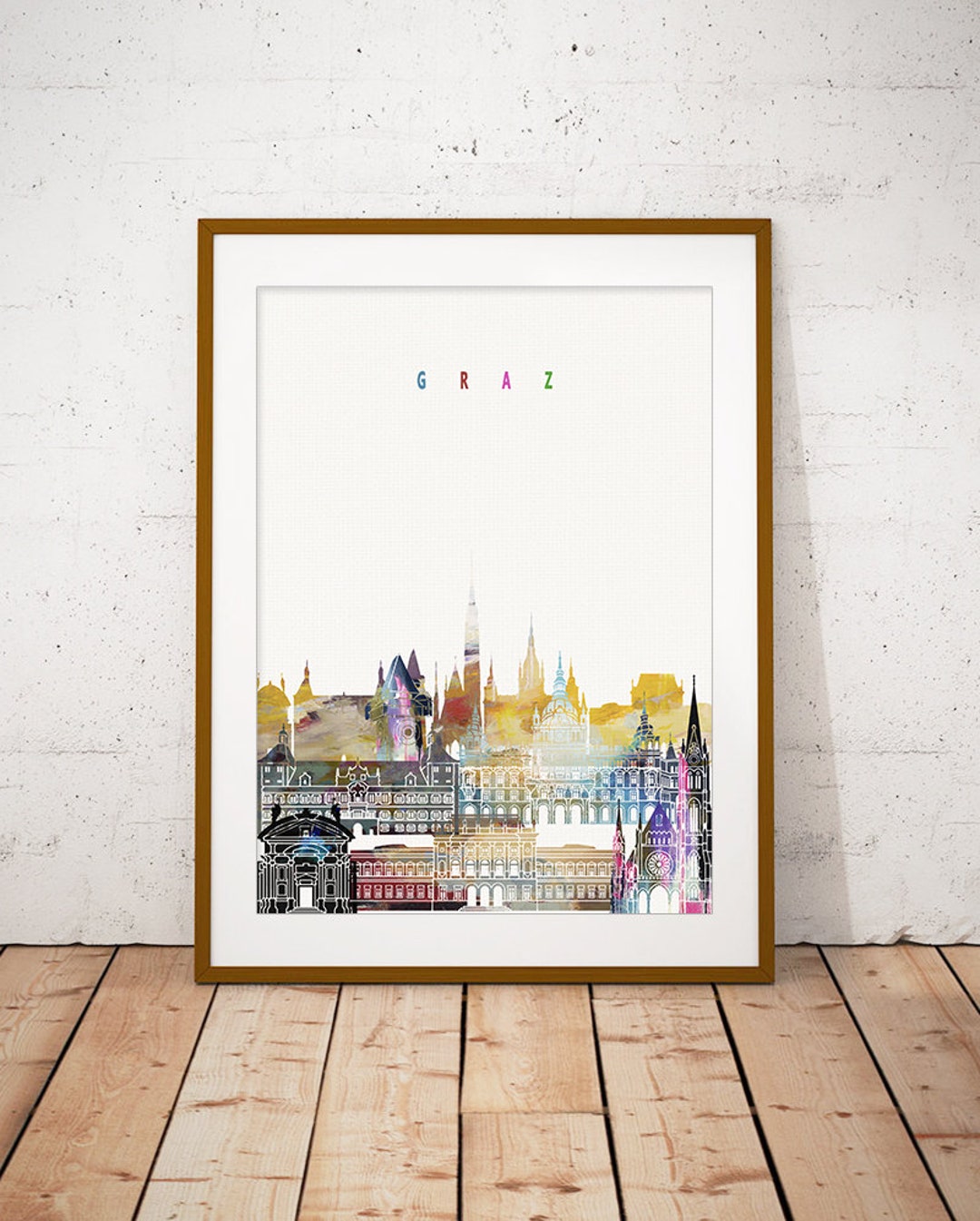 Graz Skyline Kunstdruck, Poster, moderne Wandkunst, neues Zuhause ...