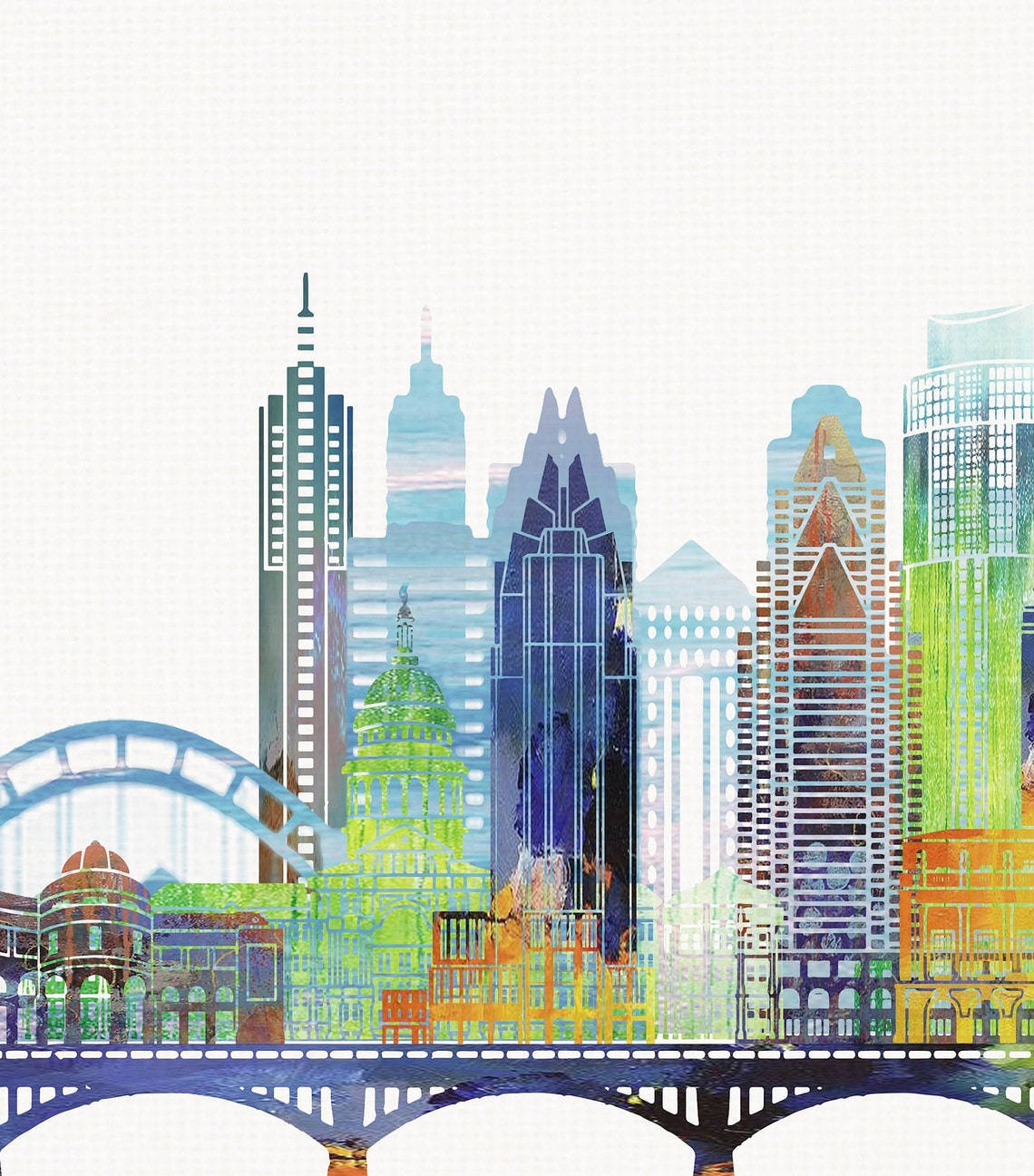 Austin Print Skyline Art Print Poster Modern Wall Art New - Etsy