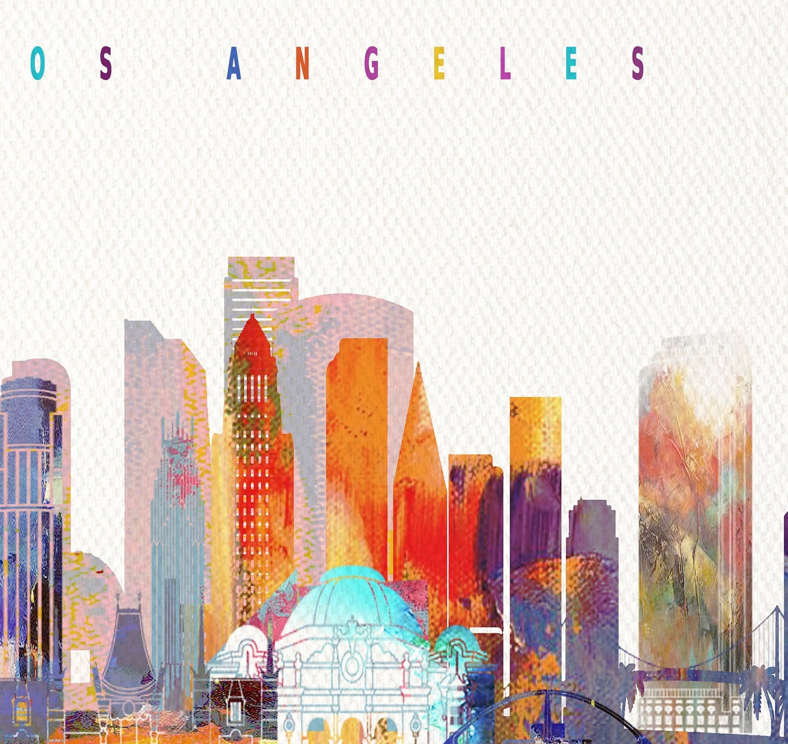 Los Angeles Print Skyline Art Print Poster Modern Wall Art - Etsy