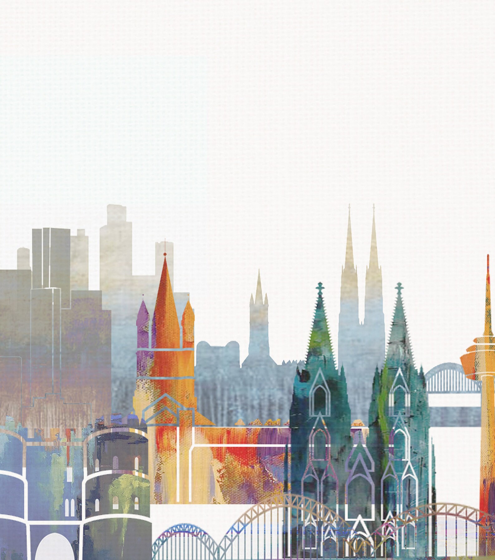 Cologne Print Skyline Art Print Poster Modern Wall Art New | Etsy