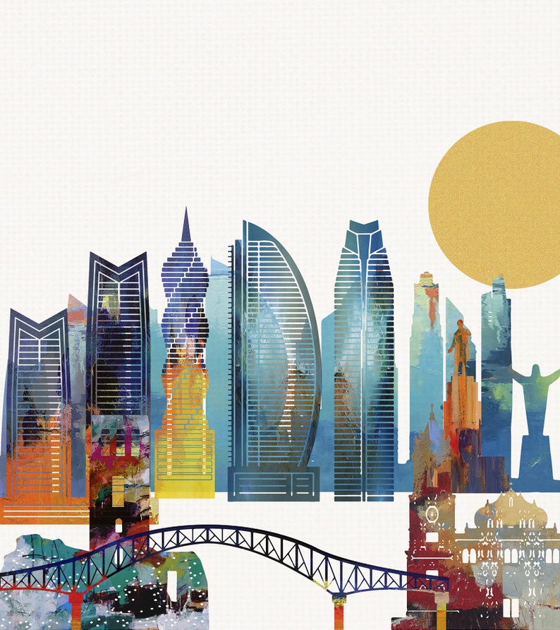 Panama City Print Skyline Watercolor Art Print Poster - Etsy