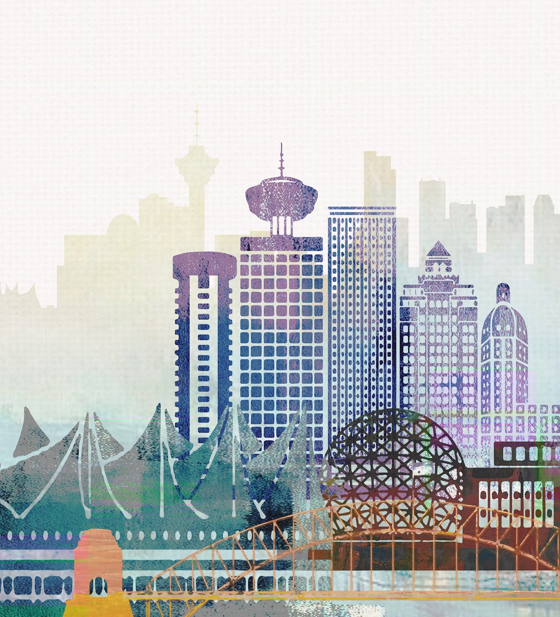 Vancouver Print Skyline Art Print Poster Modern Wall Art | Etsy