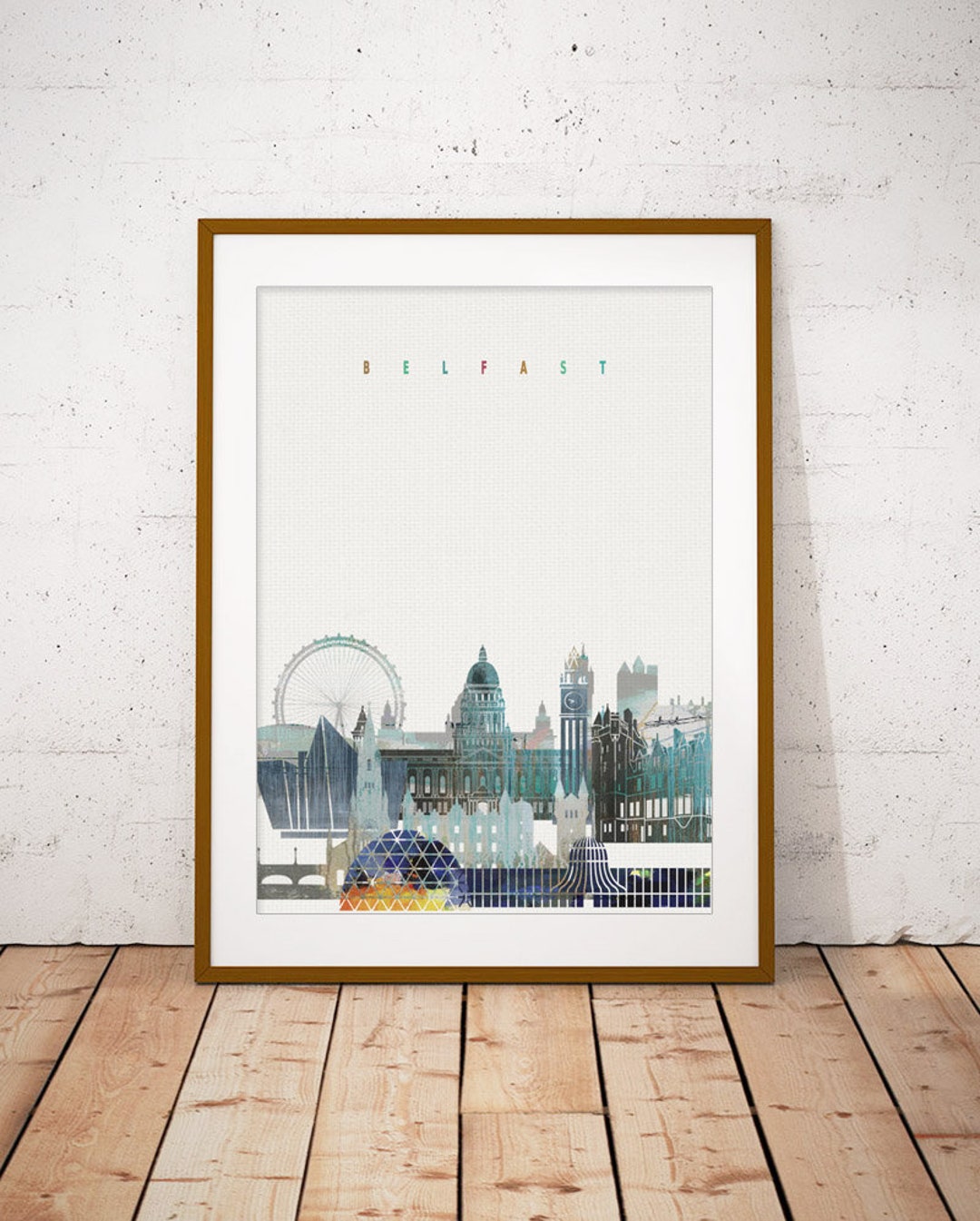 Belfast Skyline Art Print, Poster, Modern Wall Art, New Home ...