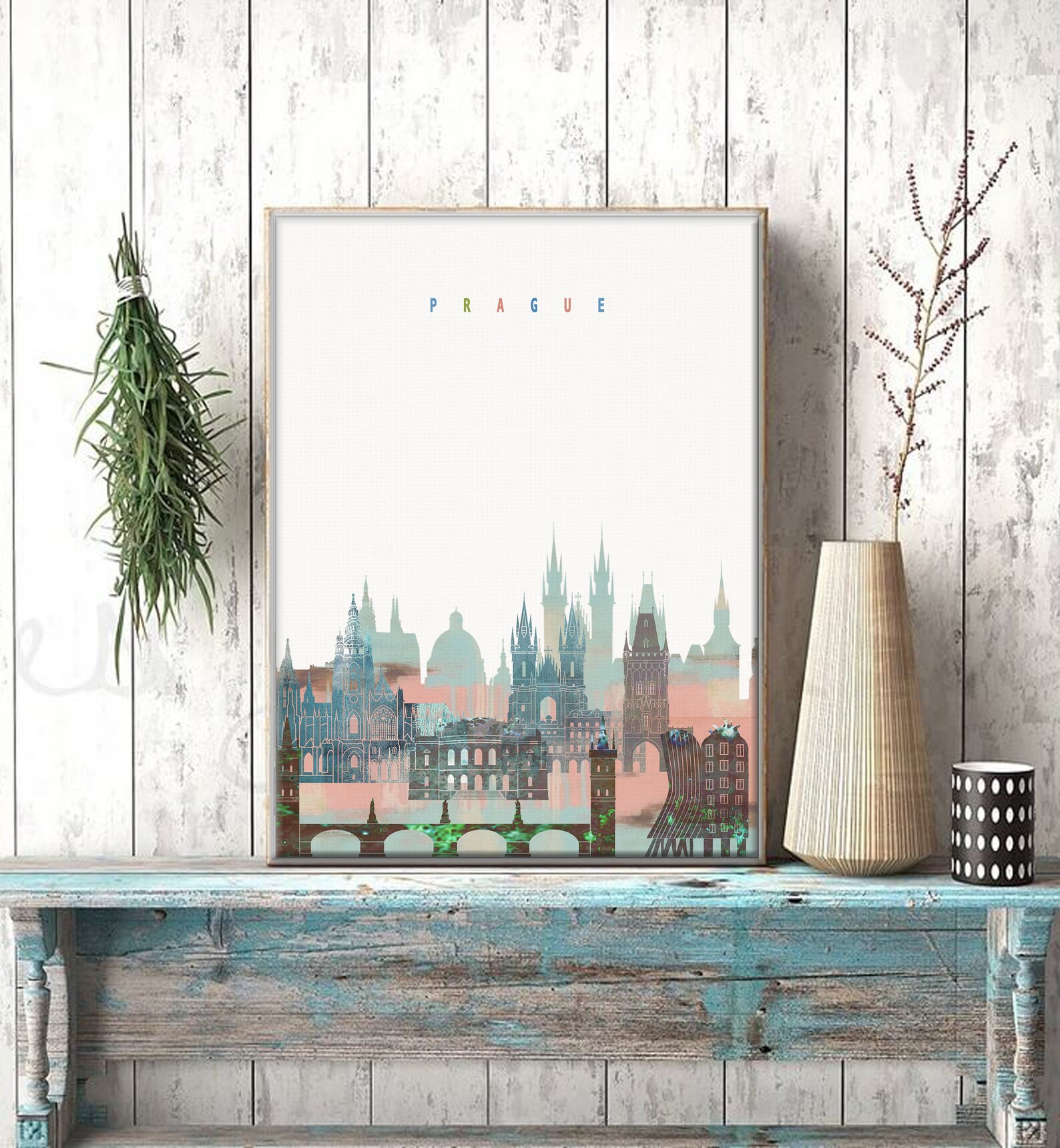 Prague Print Skyline Art Print Poster Modern Wall Art New | Etsy