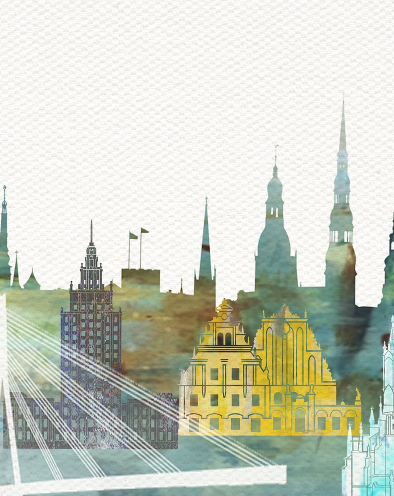 Riga Skyline Art Print Poster Modern Wall Art New Home - Etsy