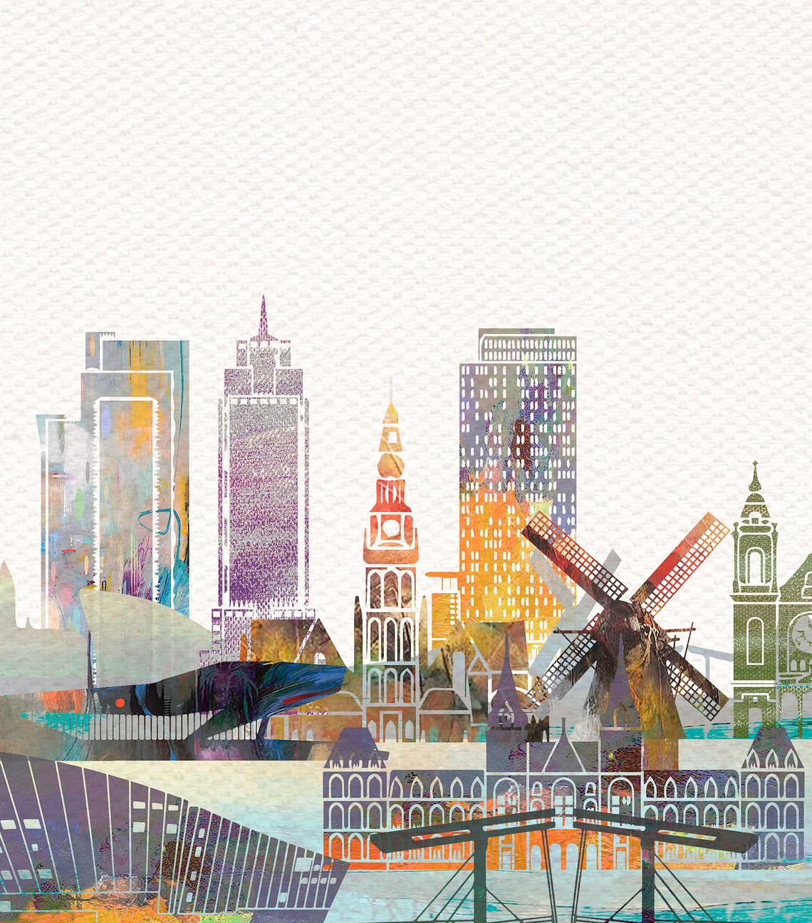 Amsterdam Print Skyline Art Print Poster Modern Wall Art - Etsy