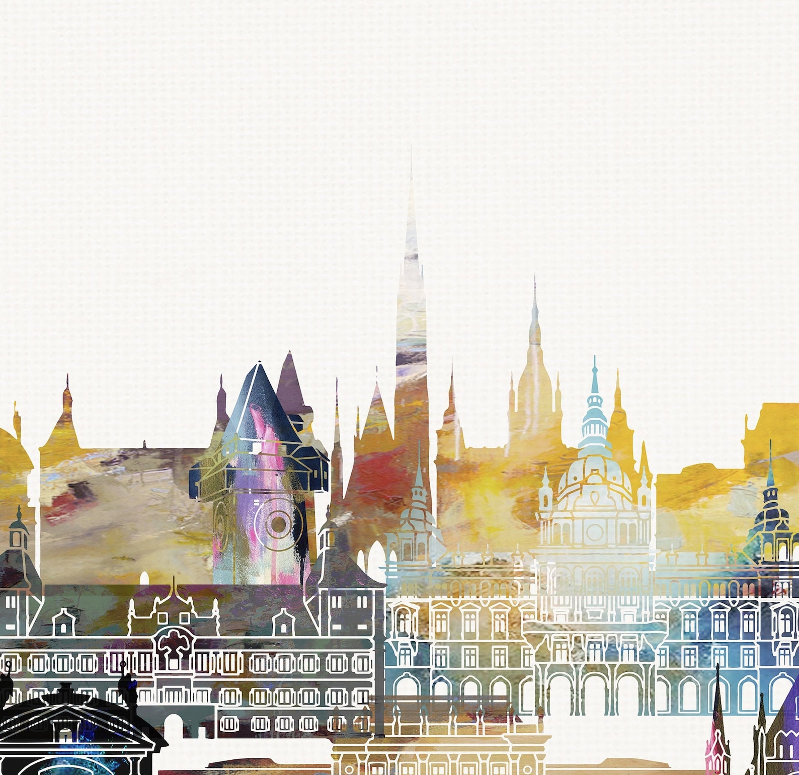 Graz Skyline Kunstdruck Poster moderne Wandkunst neues | Etsy