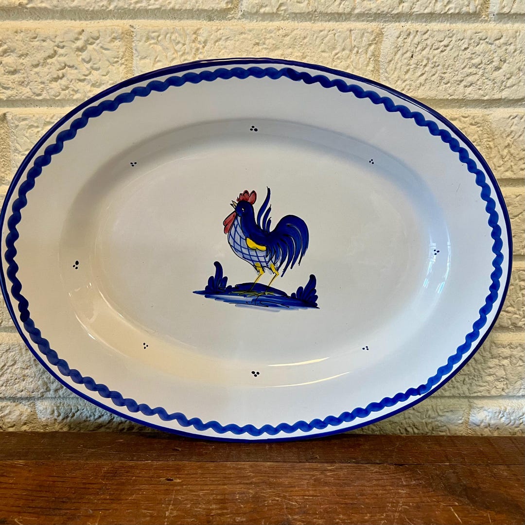 Large Oval Deep Ceramic Rooster Serving Platter Made in Italy - Etsy