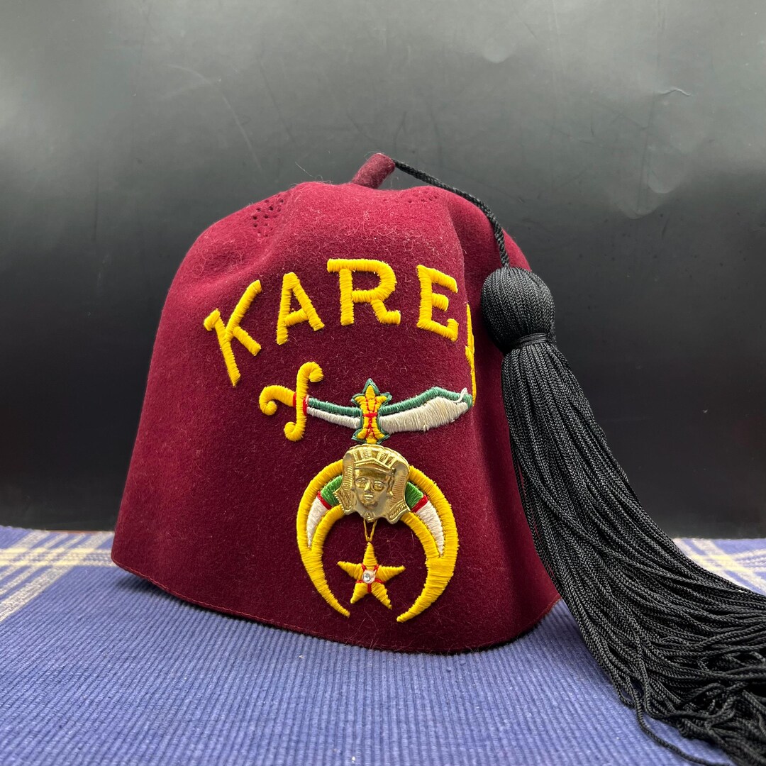 Vintage Karem Shriners Fraternal Order Waco Texas Red Fez Hat With ...