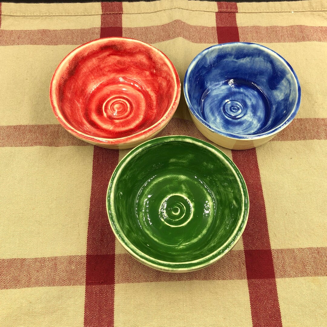 SET of 3 Signed Pottery Condiment Bowls - Etsy