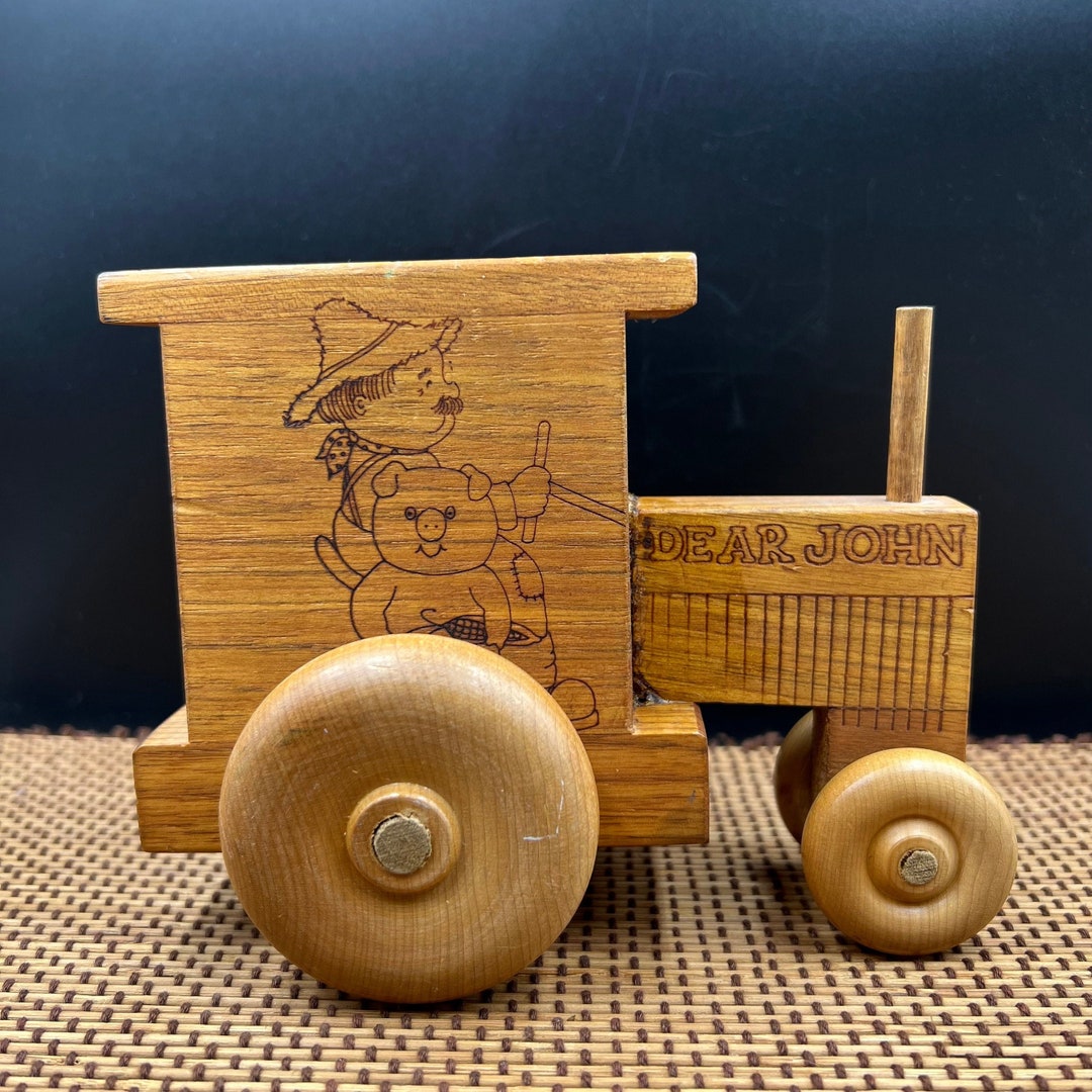 Vintage Dear John Wood Toy Tractor Coin Bank - Etsy