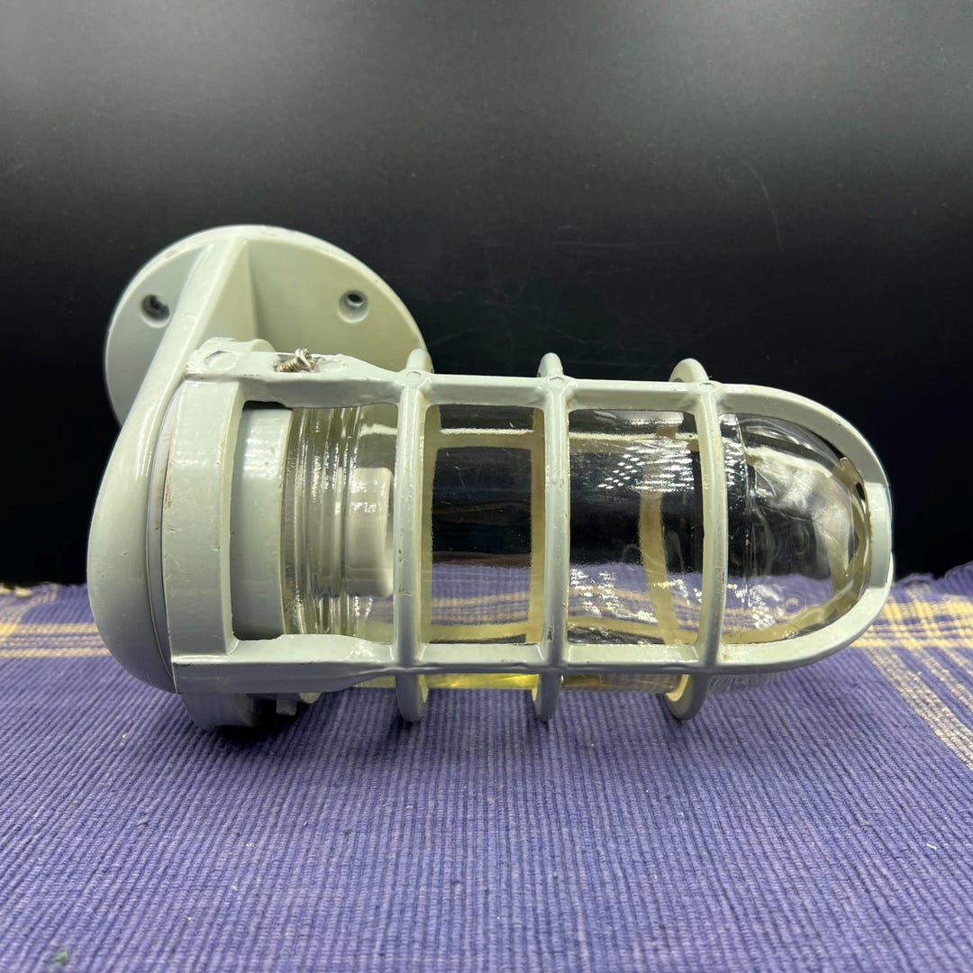 Vintage Industrial Caged Clear Glass Globe CA-0891 With Fixture - Etsy