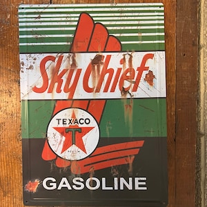 Vintage Style Embossed Retro Sky Chief Texaco Metal/tin Advertising ...