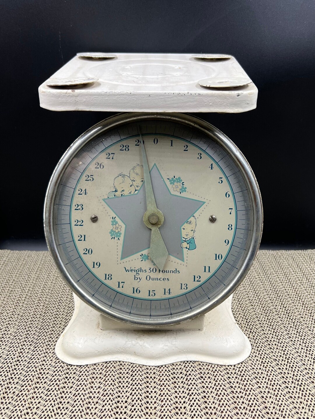 Vintage Antique White and Gray Blue Baby Scale - Etsy