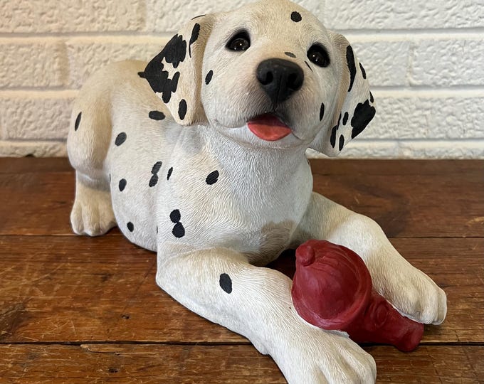 XL Large Vintage Classic Sandicast Dalmatian Puppy Figure With Bed - Etsy