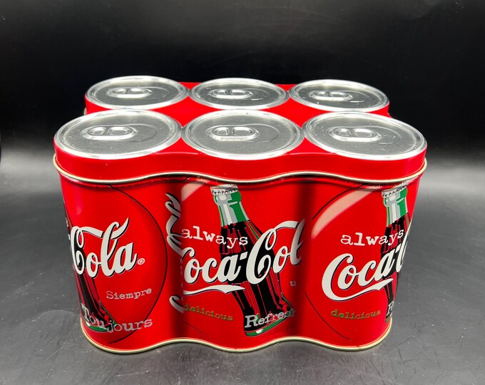 Vintage 6 Pack Pop Top Can Style Coca-cola Advertising Tin - Etsy