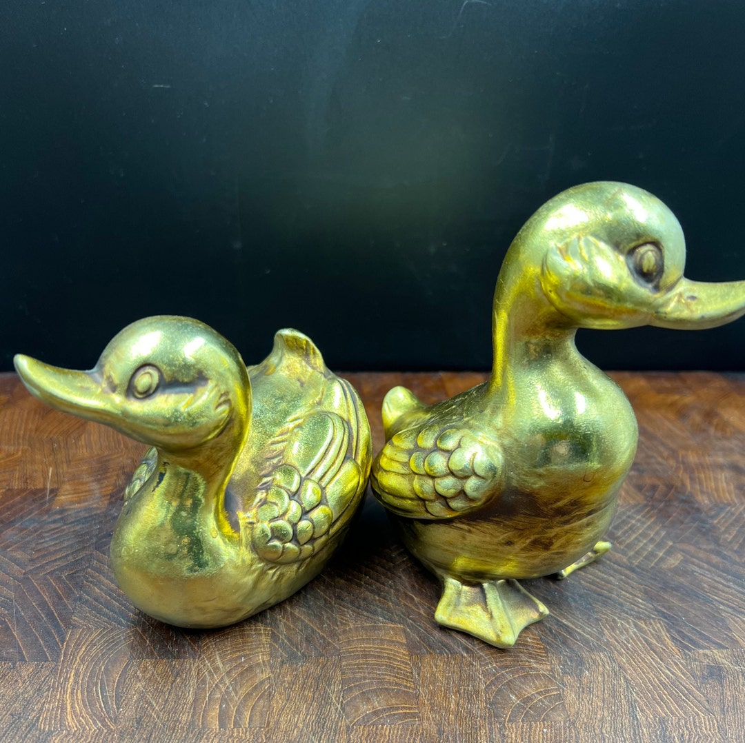 Set of 2 Vintage Gold Leaf Mid Century Duck Figures - Etsy