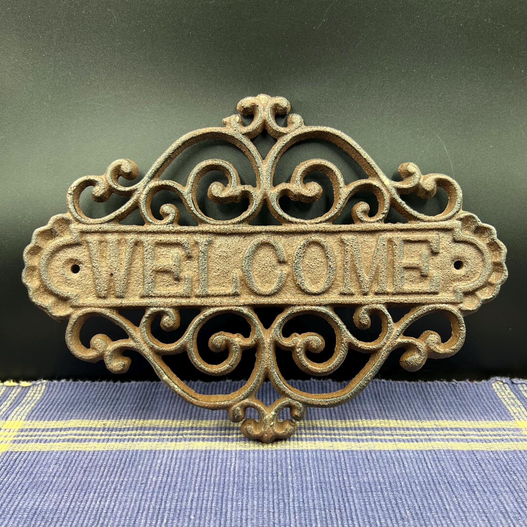 Wall Mount Cast Iron Scrollwork WELCOME Sign - Etsy