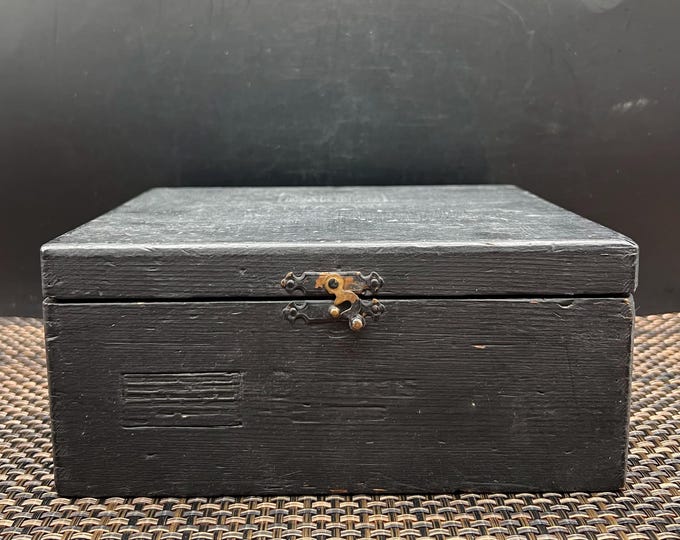 Vintage All Wood Black Painted Cigar Box - Etsy