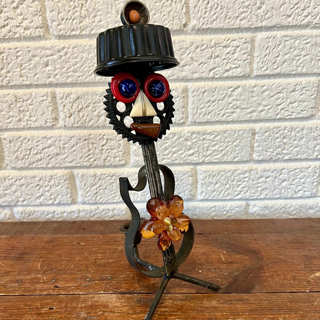 Reclaimed Metal Art Musical Instrument Candle Holder Figure - Etsy