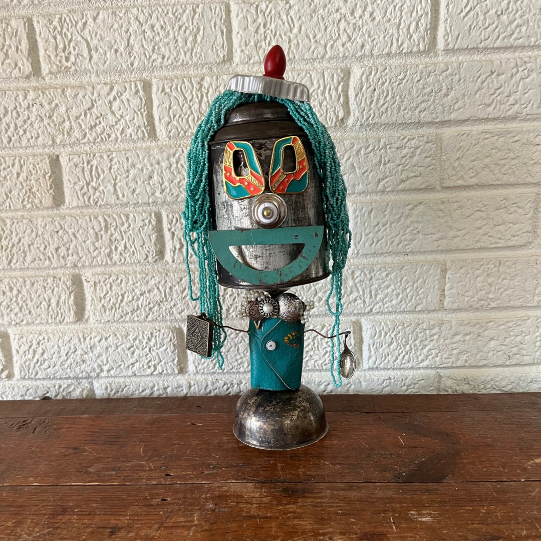 Hippie Math Clown Reclaimed Found Object Art Tin Figure Robot - Etsy