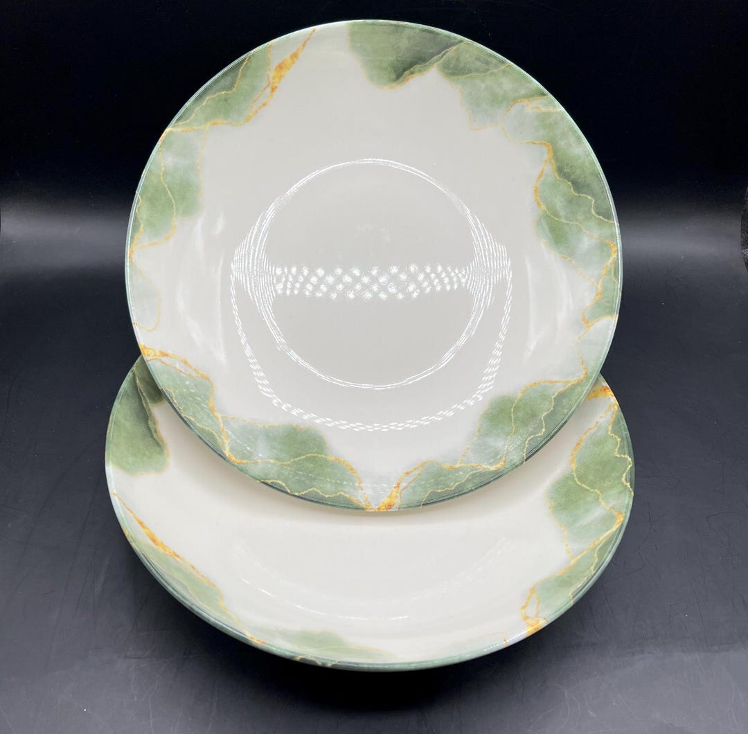 Set of 2 Intesa Home Green and Gold Leaf Pattern Serving Pasta Bowl - Etsy