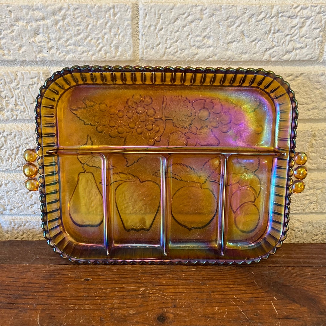 Vintage 5 Part Indiana Marigold Carnival Glass Relish Tray - Etsy