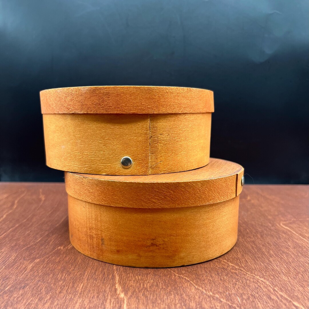 Set of 2 Unpainted Small Shaker Style Bent Wood Round Pantry Boxes - Etsy