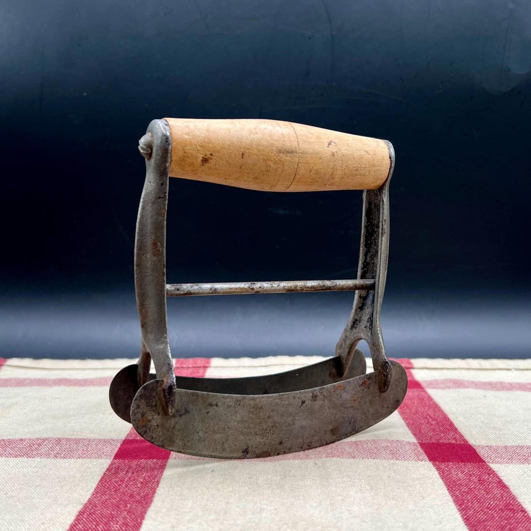 Vintage Wood Handle Double Curved Blade Pastry Dough Cutter or Chopper ...