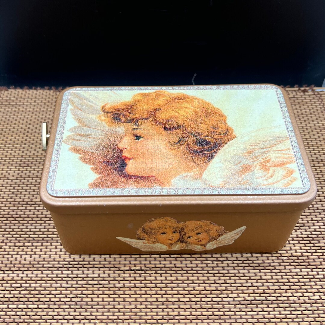 Vintage Style Gold Tone Angel Music Box Tin - Etsy