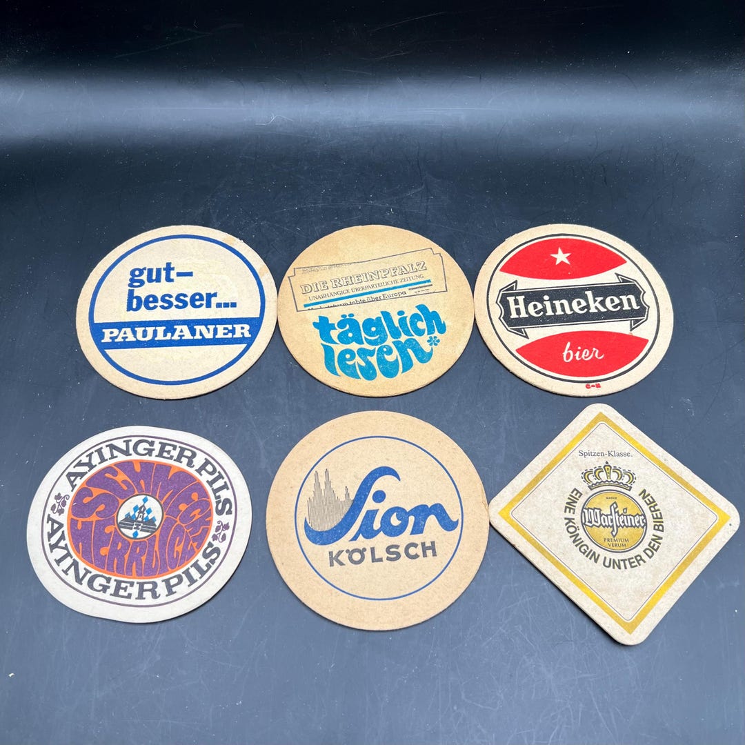 Set of 6 Vintage Early 1970's German European Cardboard Beer Drink ...