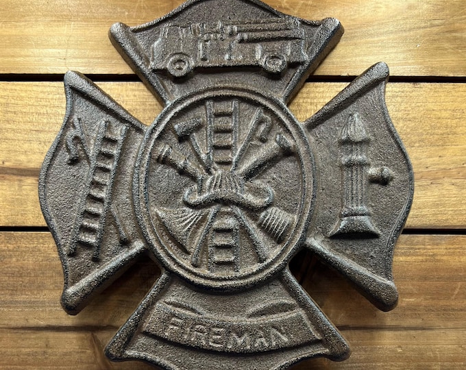 Vintage Cast Iron Fireman or Fire Station Wall Hanging Plaque Sign - Etsy