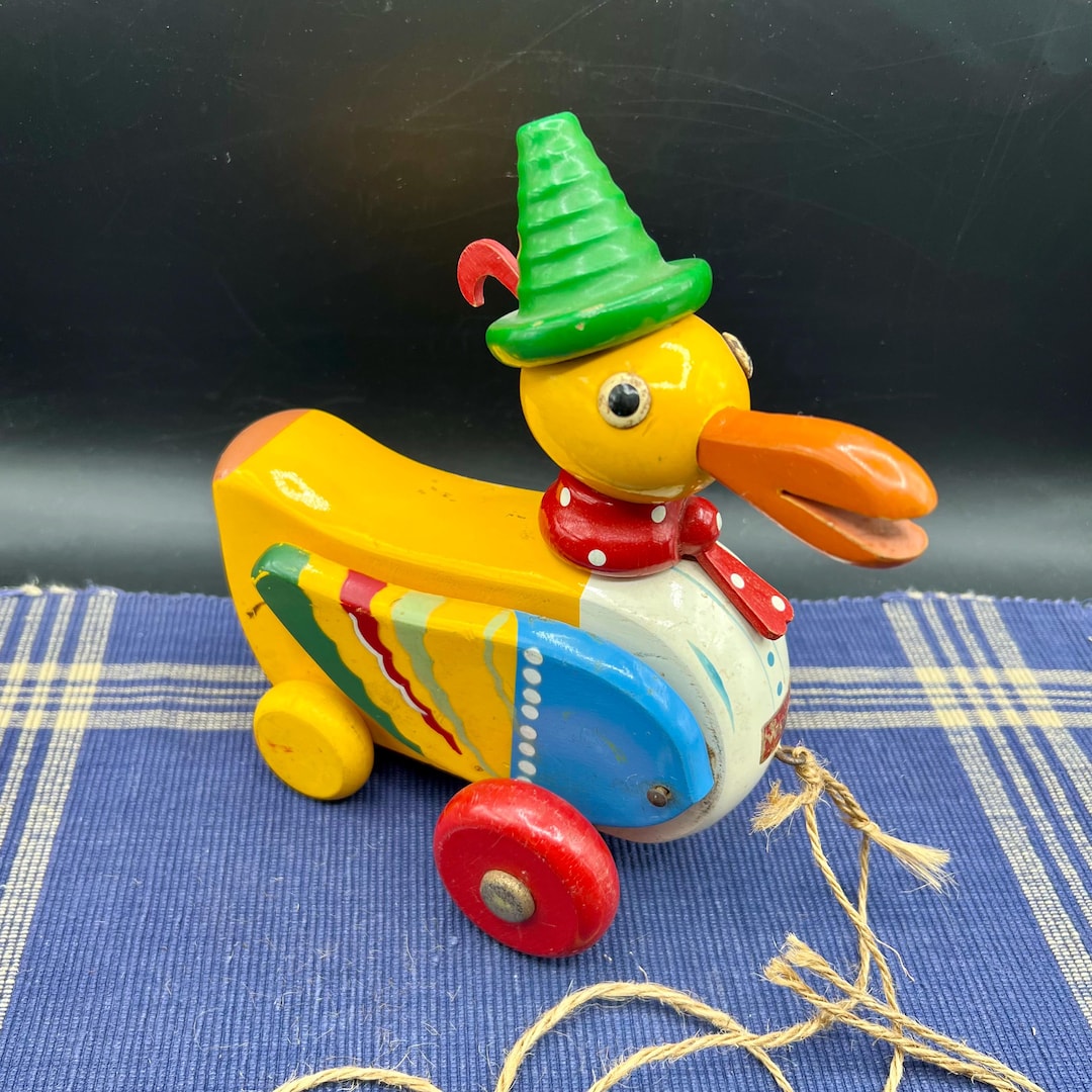 Vintage Walter West German Handcrafted Wood Duck Pull Toy - Etsy